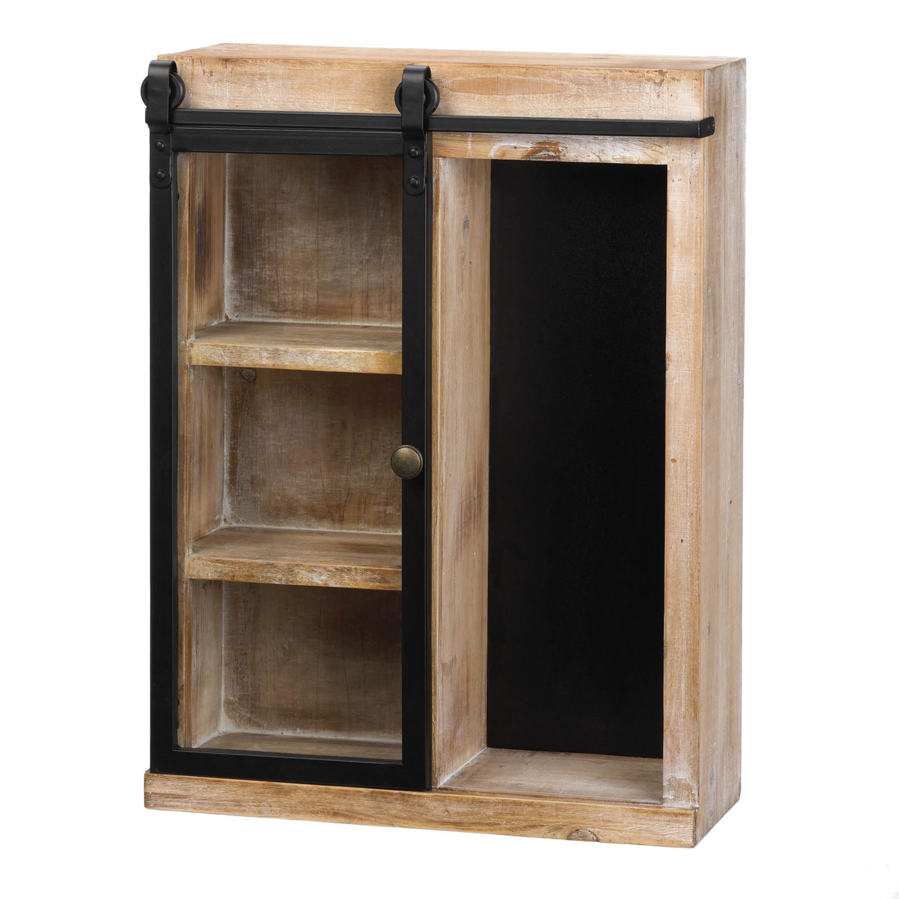 WALL SHELF WITH GLASS BARN DOOR – Buyrite Unique General Merchandise ...
