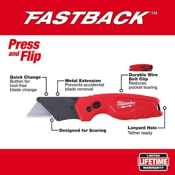 Milwaukee FASTBACK Compact Folding Utility Knife Set – 3‑Piece Yellow ...
